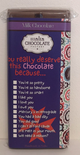 100g Milk Chocolate 'Check List' Bar | Malta Chocolate