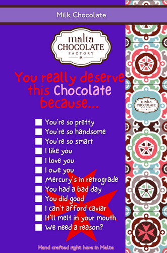 Milk Chocolate 'Check List' Bar | Malta Chocolate