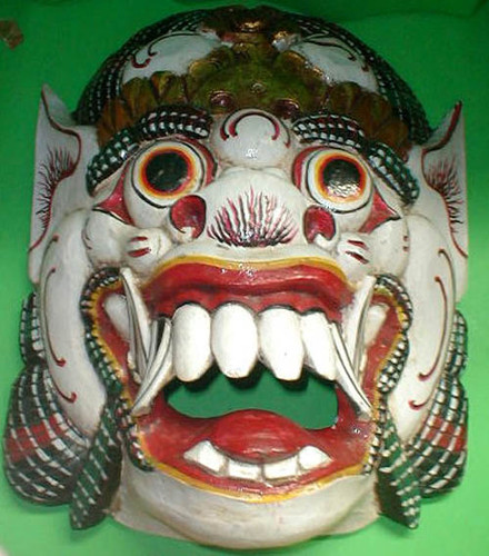 Bali Hindu Mask Raksasa Demon WHITE Hand carved 8" or 11" inch Wood ...