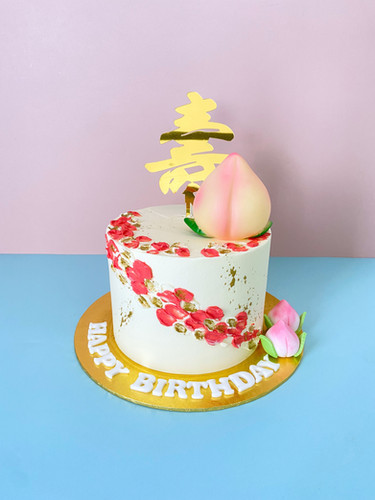 Modern Longevity Cake with Giant Peach | Cake Genie Home