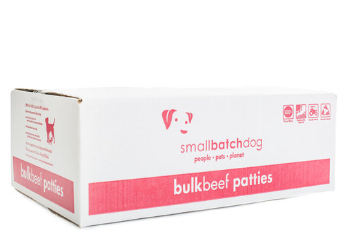 SMALL BATCH FROZEN BEEF PATTIES BULK BOX 18LB | the-paw-spa