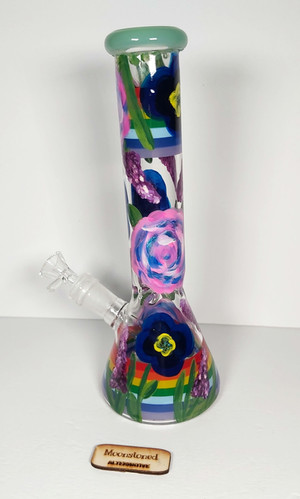 "Pansy Pride" 10" beaker bong | MoonstonedAlt