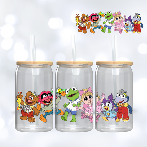 16oz Libbey UV DTF Wrap - Kermit And Friends | Boss Babe Transfers