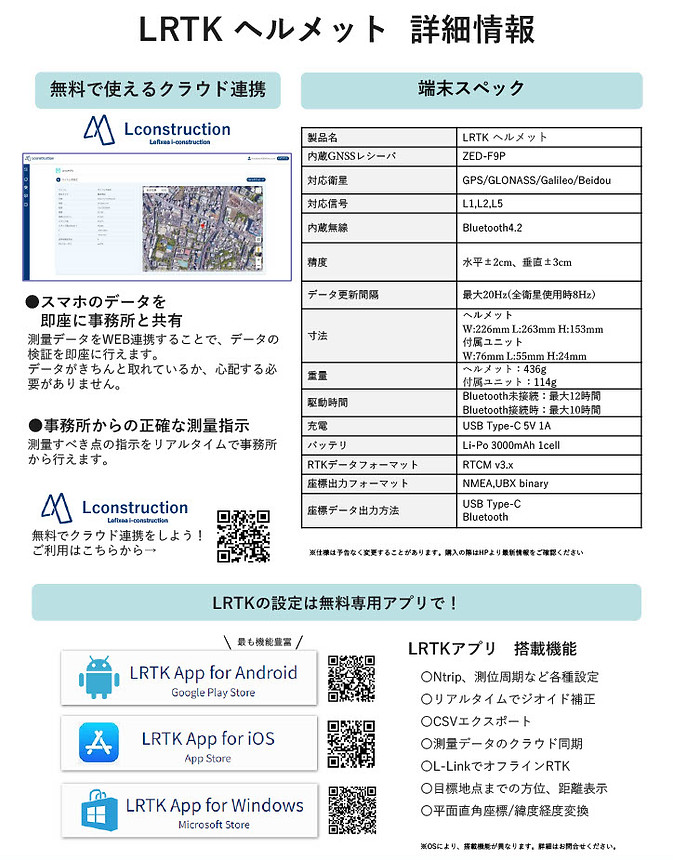 LRTK ヘルメット詳細 | Lefixea LRTK