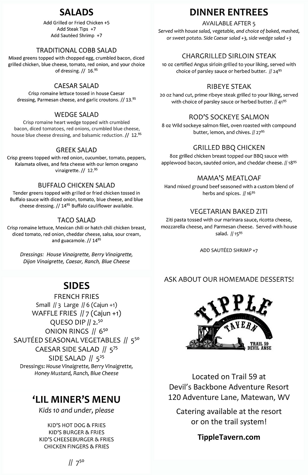 MENUS | Tipple Tavern