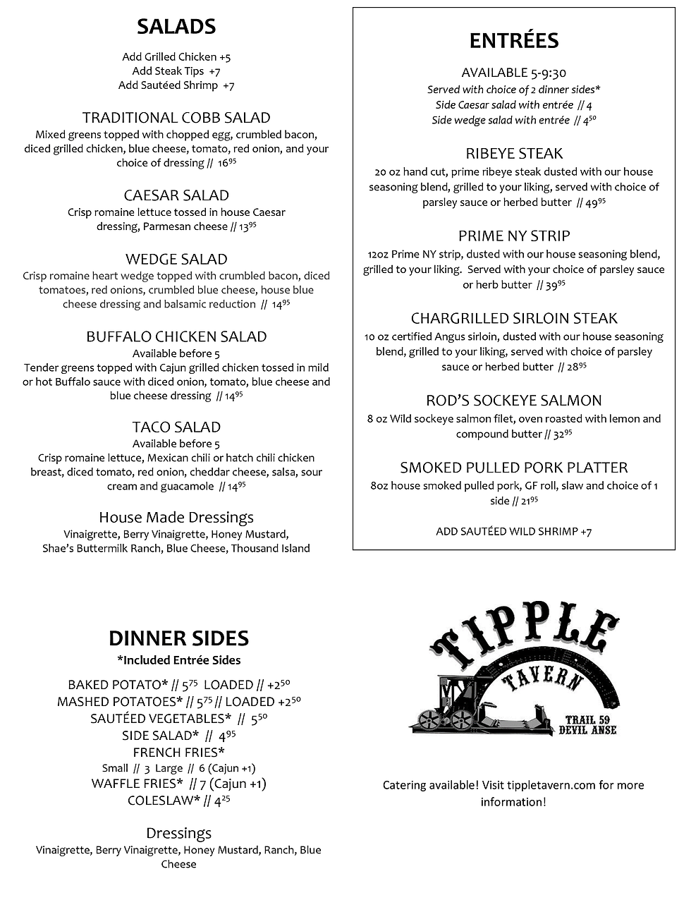 MENUS | Tipple Tavern