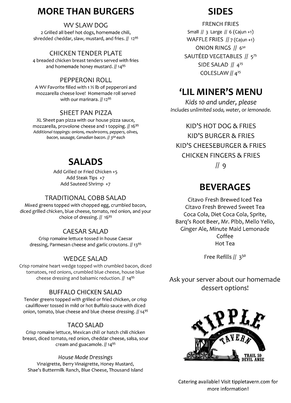 MENUS | Tipple Tavern