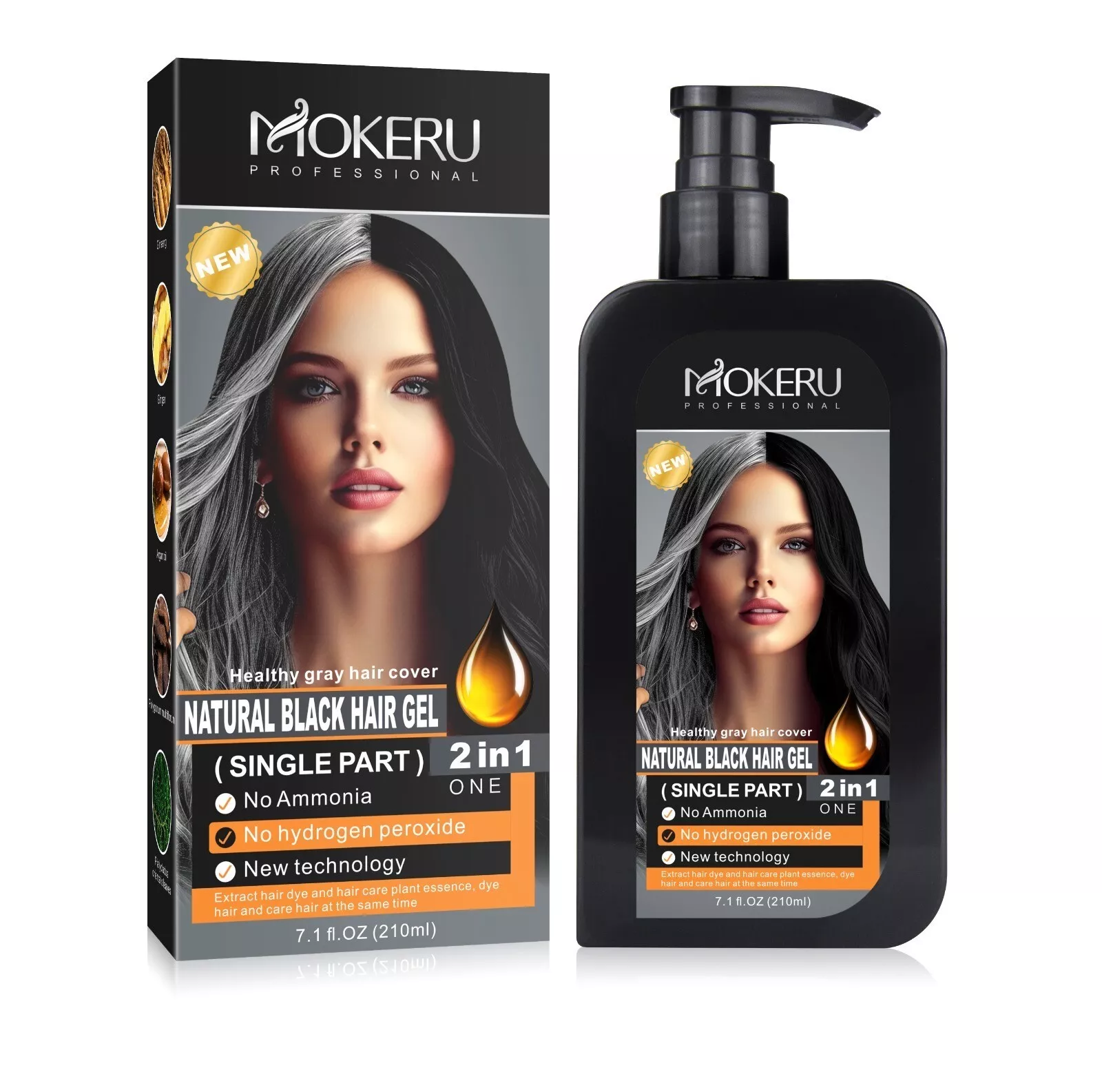 MOKERU BLACK HAIR DYE CREAM Black Hair Dye Shampoo 100% Gray Coverage ...