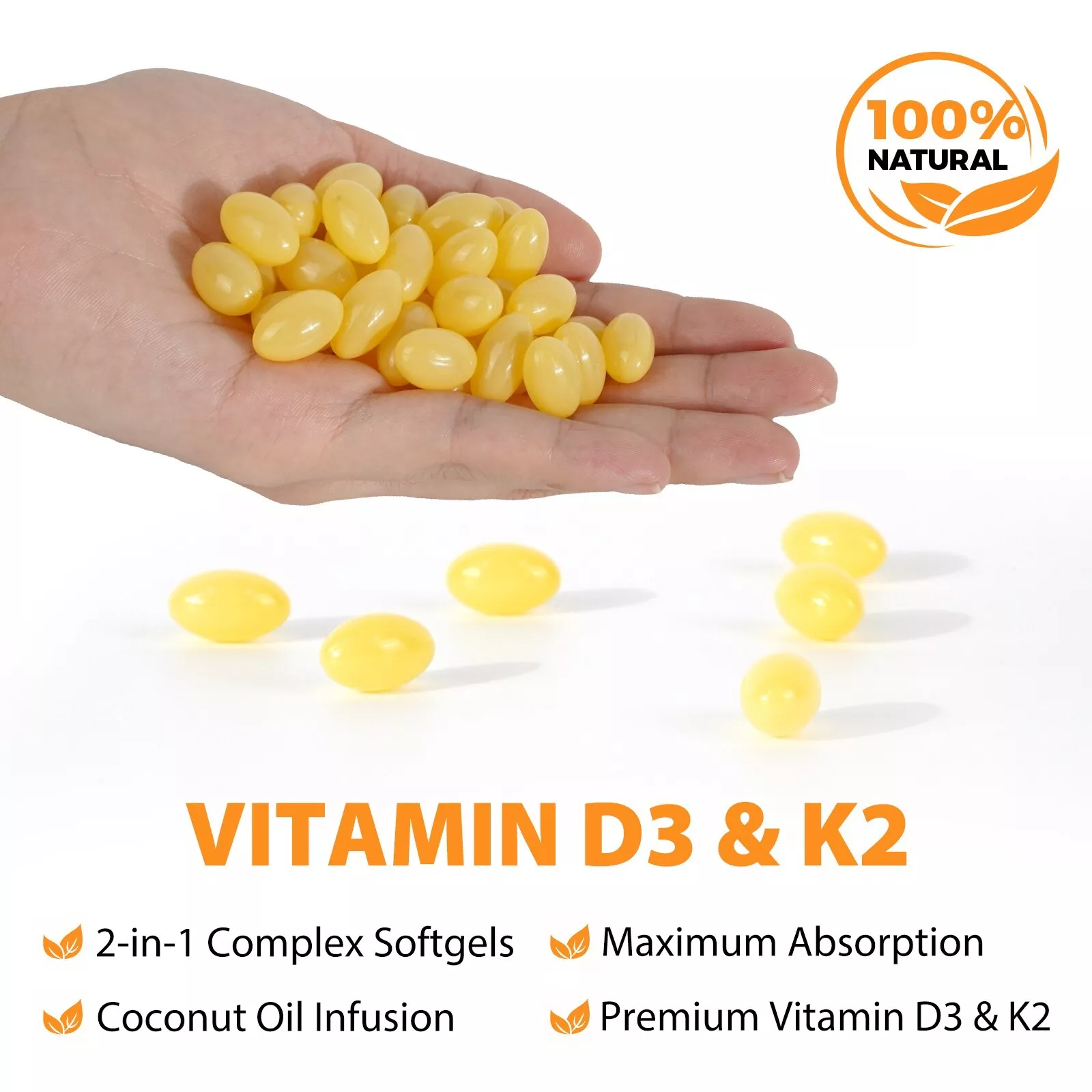 2 in 1 Vitamin D3 K2 Softgels Capsules Supplement Softgel 10000 IU VIT D3 200 K2 | Tepee Tea