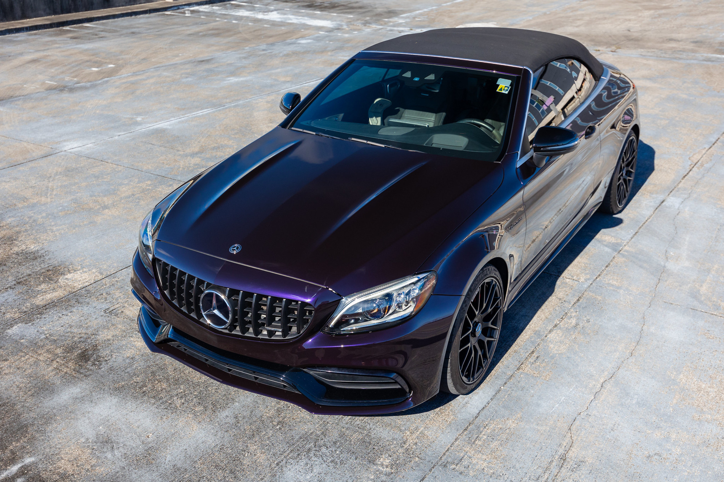 White Mercedes C63 AMG Cabriolet Restyle and Protect with Midnight ...