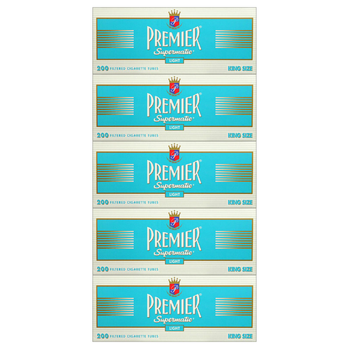 Premier KING SIZE LIGHT Cigarette Tubes 200 Per Box 5 BOX 1000 TOTAL ...