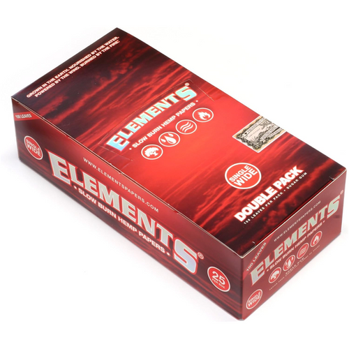Elements RED Slow Burn Hemp Rolling Paper Single Wide Double Pack | Ferguson Distributor