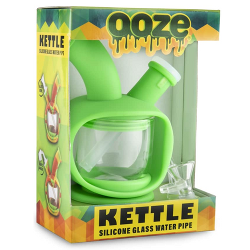 Ooze Kettle Silicone Water Bubbler Glass Hybrid Pipe Bong Slime Green ...
