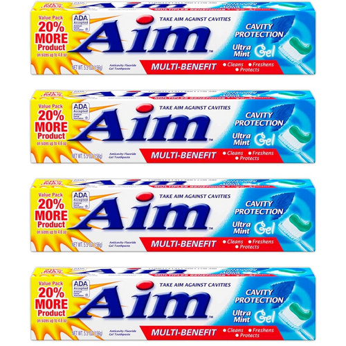 Aim Cavity Toothpaste Multi-Benefit Whitening Ultra Mint Gel, 5.5 Oz ...