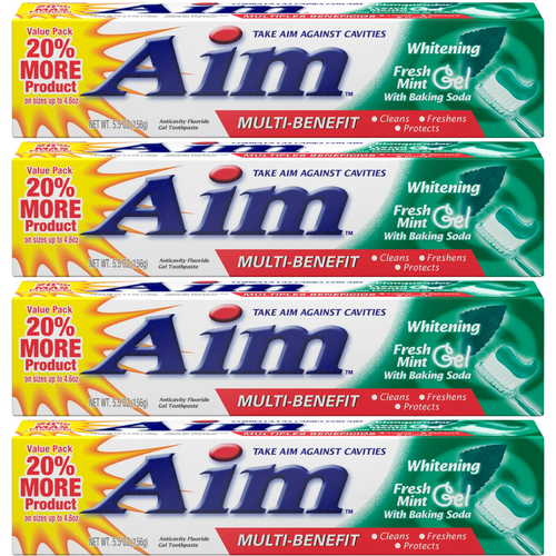 Aim Cavity Toothpaste Multi-Benefit Whitening Fresh Mint Gel, 5.5 Oz ...