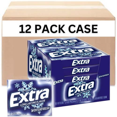 EXTRA Winter Fresh Bubble Gum Sugarfree Chewing Gum 12 Pack Case ...