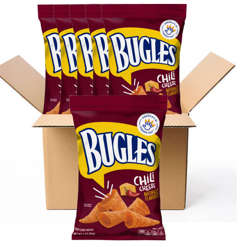 Bugles Crispy Corn Snacks FRESH CHILI CHEESE 3 Oz. Bags (Pack of 6 BOX ...