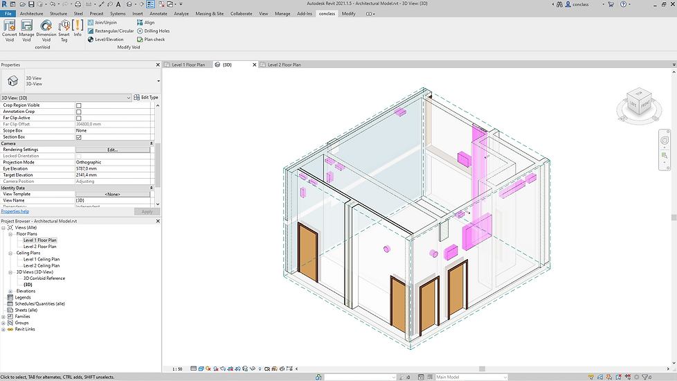 Section scope on where to adopt and update openings | ConVoid Revit