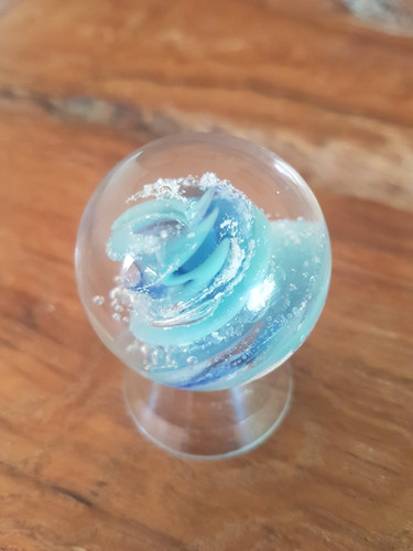 Blue Ocean Swirls pocket marble | eternal-glassworks