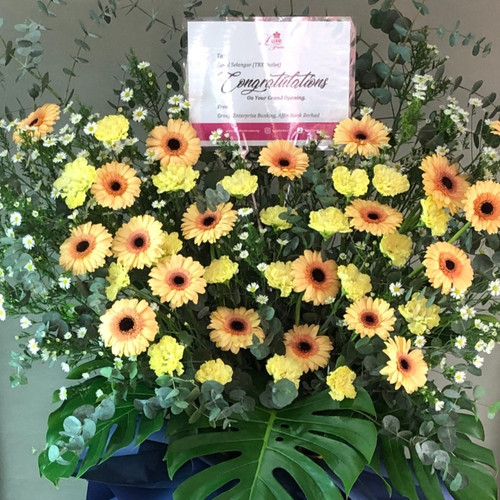 Peach Gerbera Mixed Carnation Grand Opening Flower Stand | Luxe Florist