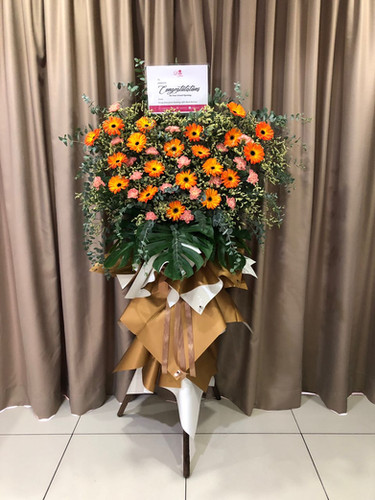 Golden Orange Gerbera Mixed Carnation Grand Opening Flower Stand | Luxe ...