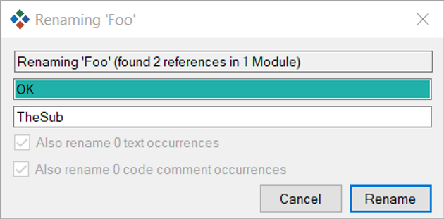 Refactor / rename in VBA