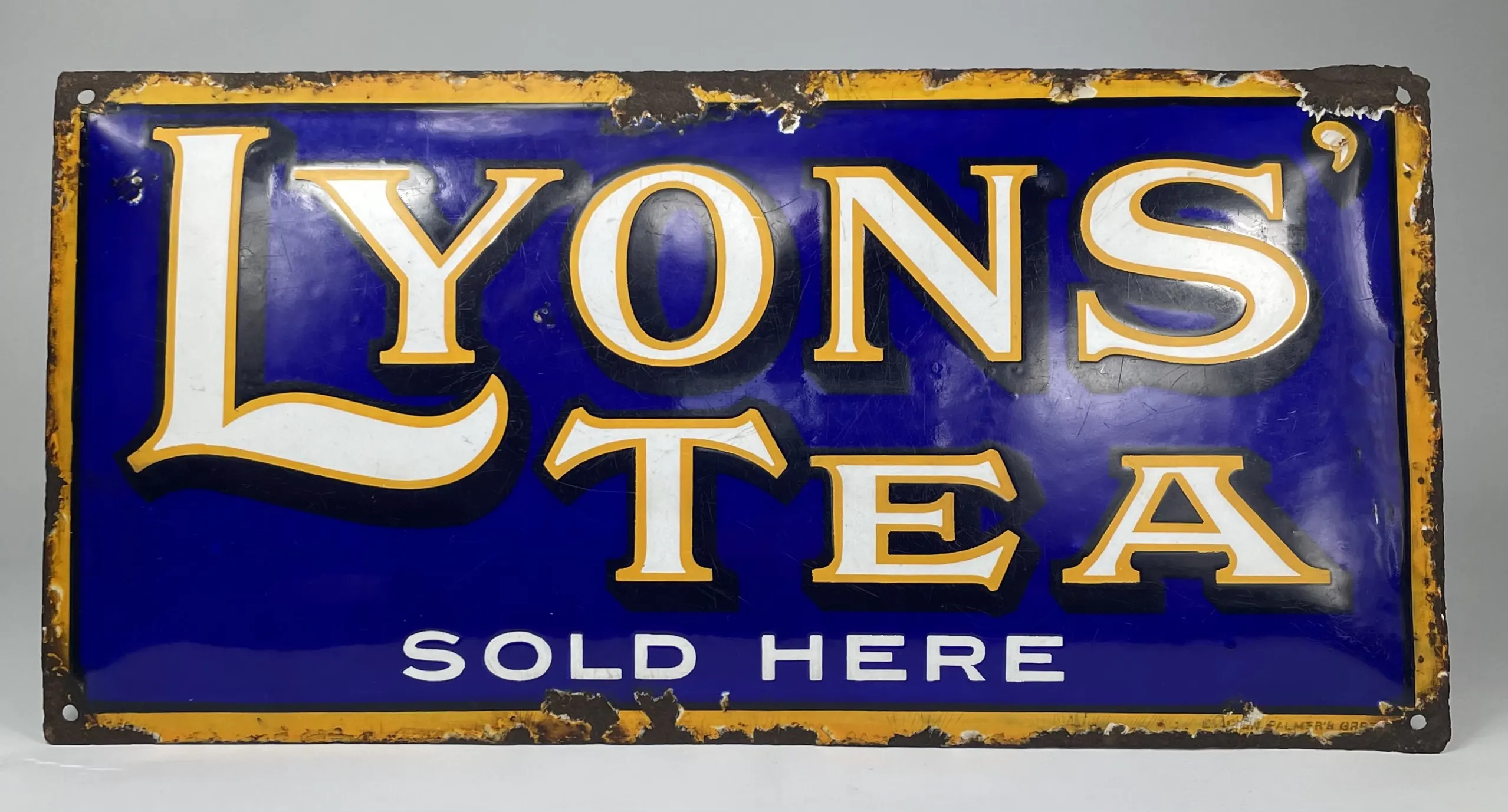ORIGINAL ENAMEL ADVERTISING SIGN – LYONS’ TEA | Andy Maule Antiques