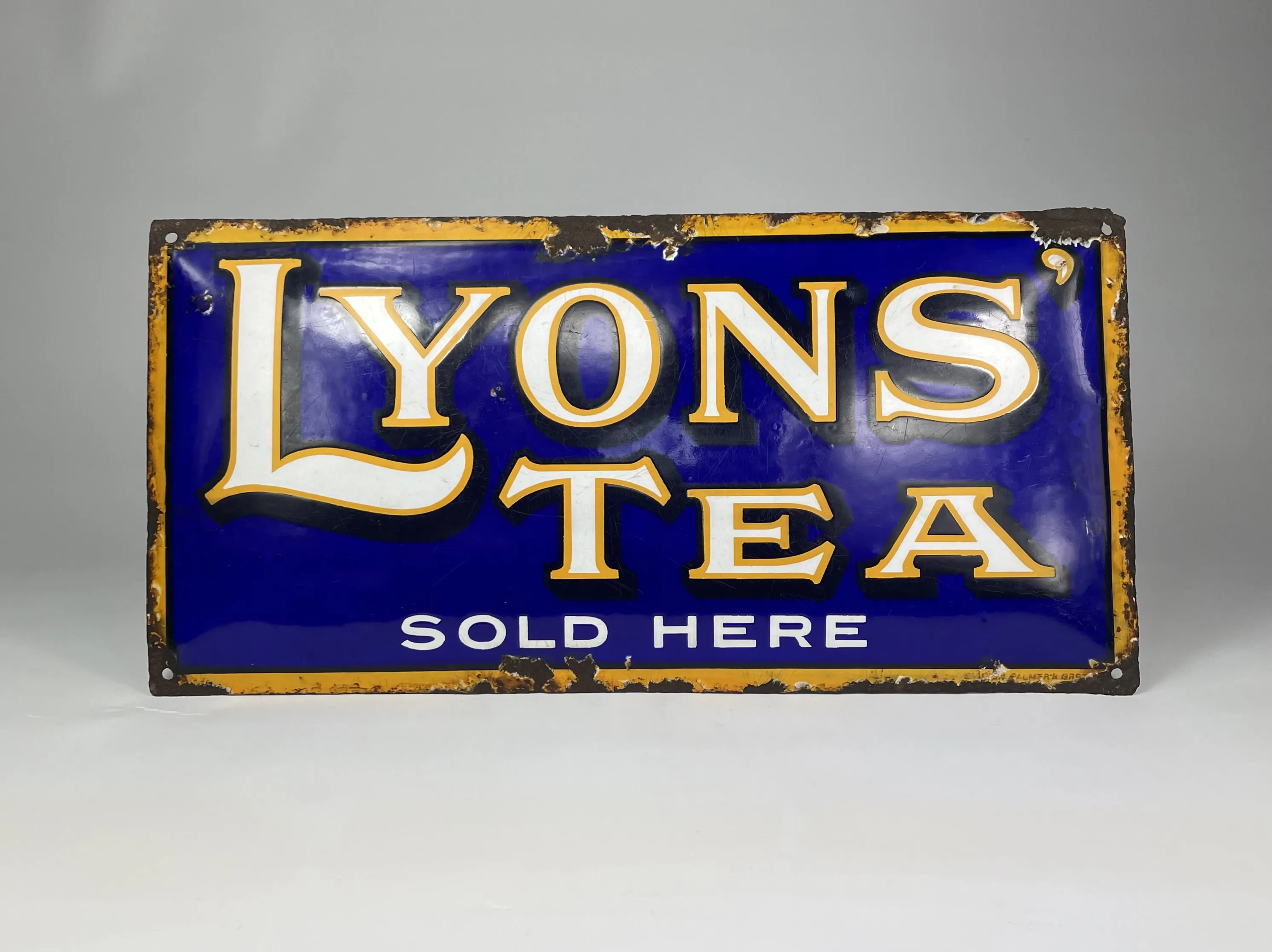 ORIGINAL ENAMEL ADVERTISING SIGN – LYONS’ TEA | Andy Maule Antiques