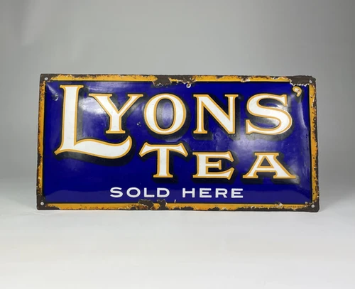 ORIGINAL ENAMEL ADVERTISING SIGN – LYONS’ TEA | Andy Maule Antiques