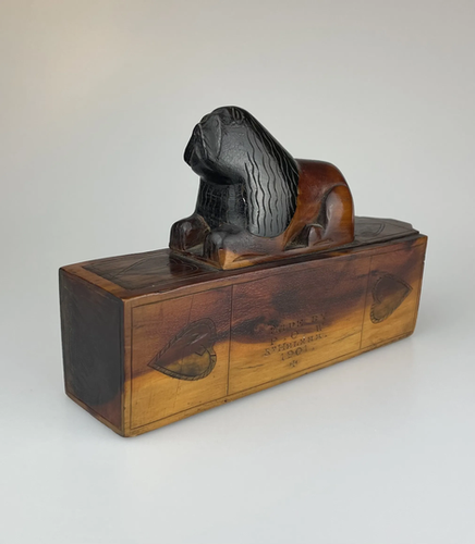 BOER WAR P.O.W MADE WOODEN BOX with LION, 1901 | Andy Maule Antiques