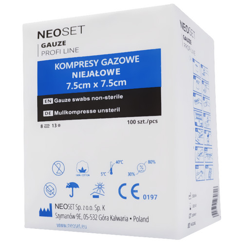 Gauze swabs Non-sterile 7.5x7.5 cm NEOSET PROFI LINE - 100 pcs ...