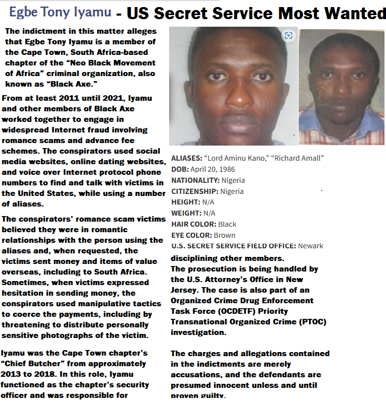 US Secret Service Most Wanted: Egbe Tony Iyamu