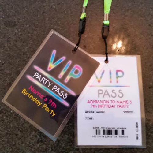 VIP Neon / Glow Hen or Birthday Party Pass Invite | bongobadges