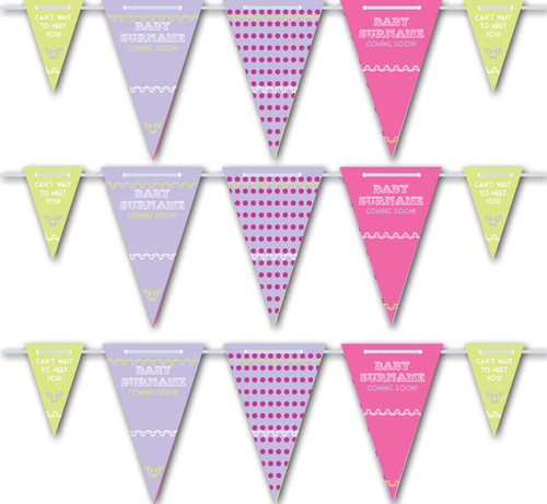 Pink, Lilac & Green Vintage Bunting for Baby Shower or any occasion ...