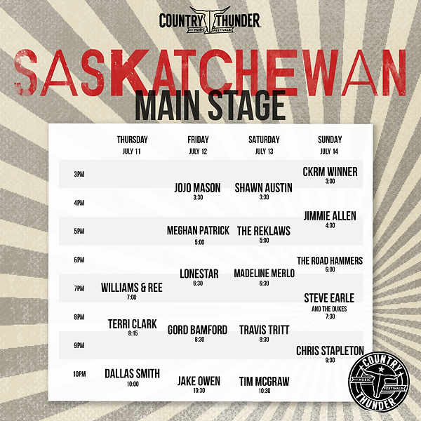 Country Thunder Saskatchewan | Craven, SK | Lineup