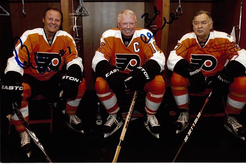 FLYERS LCB LINE CLARKE BARBER LEACH SIGNED 4X6 PHOTO | phillysportslegends
