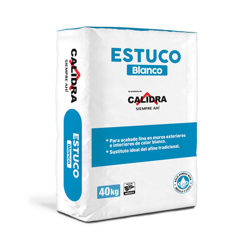 CALIDRA ESTUCO BLANCO 40 KG | RF Materiales