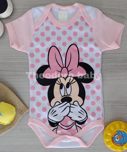 Body minnie rosa manga curta unitario | Theodoro baby
