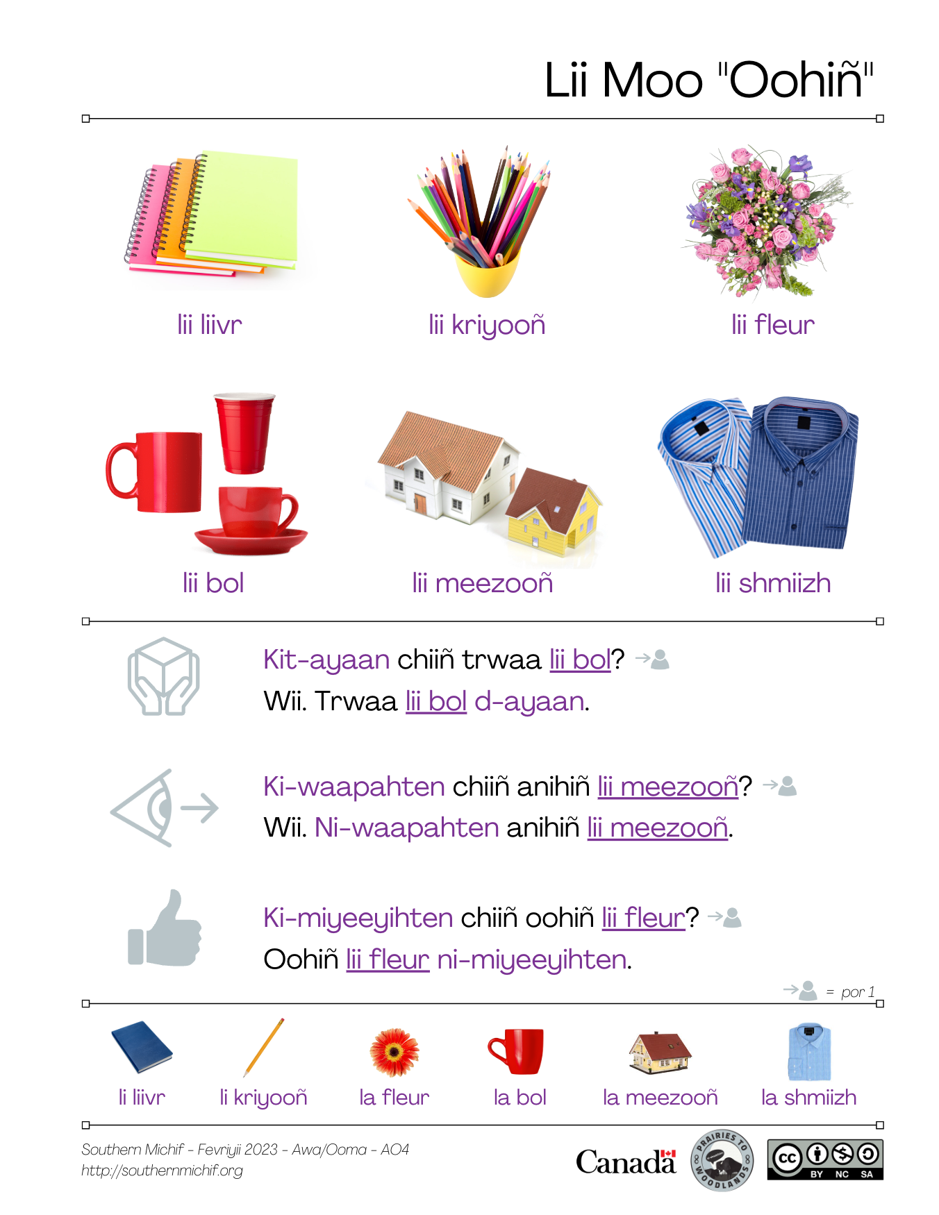 li-moo-oohin | Southern Michif for Learners