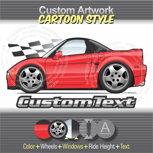 1991-05 Acura Honda NSX R T cartoon Art for T-Shirt Mug Sticker Hoodie ...