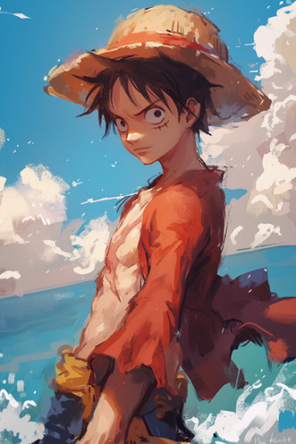 One Piece: Luffy Waves Archival (Museum) Quality Poster | Fancentric