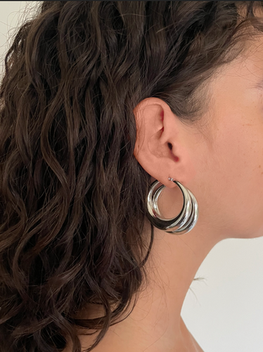 Silver Luna Hoops - Large | Marlows Studio