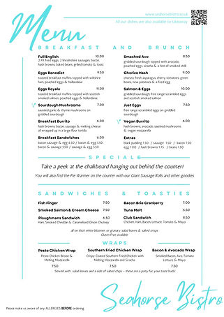 Menus | Seahorse Bistro