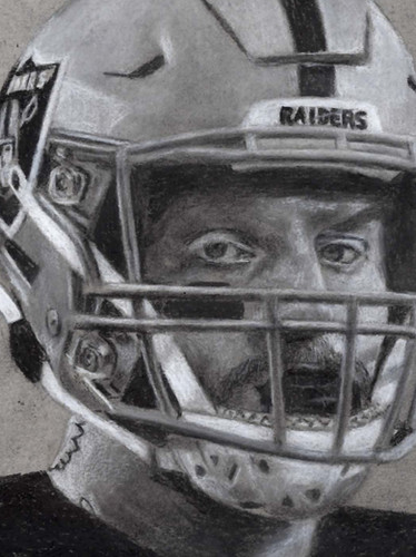 Maxx Crosby Raiders Defensive Art | Black and White Sports Drawing
