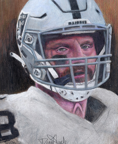Maxx Crosby Raiders Close-Up Portrait | Original Colored Pencil Art