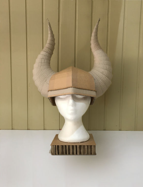 CARDBOARD VIKING HELMET WITH HORNS
