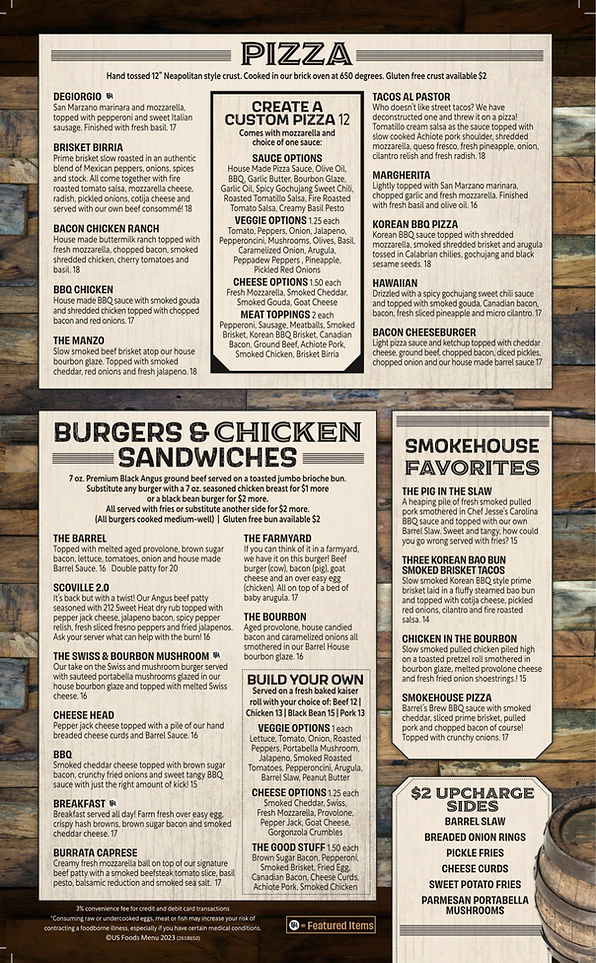 Our Menu | The Barrel House