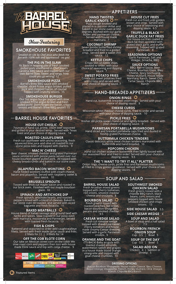 Our Menu | The Barrel House