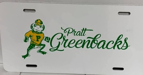 White Aluminum Pratt Greenbacks License Plate | Redemption Grafix
