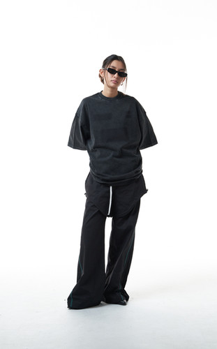 No Logo T-Shirt Oversized (Washed Black) | Doubleback
